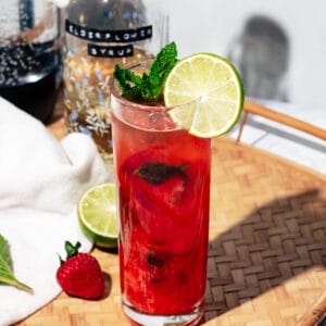 Strawberry Elderflower Mocktail Fizz with Mint - A Grateful Meal