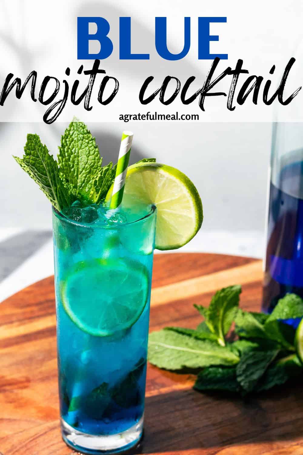 Blue Mojito (Blue Curacao Mojito) - A Grateful Meal