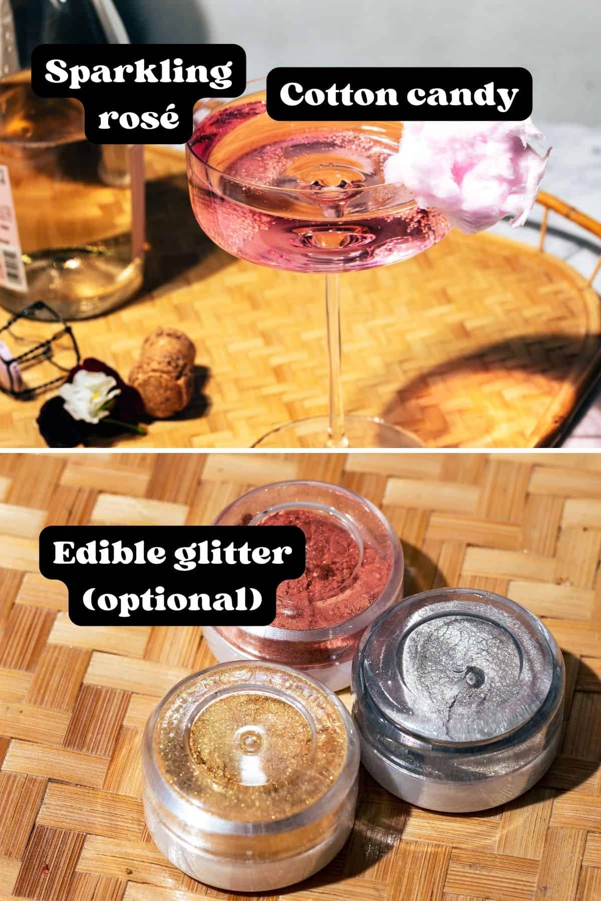 Shimmering Cotton Candy Spritz Cocktail with Prosecco - A Grateful Meal