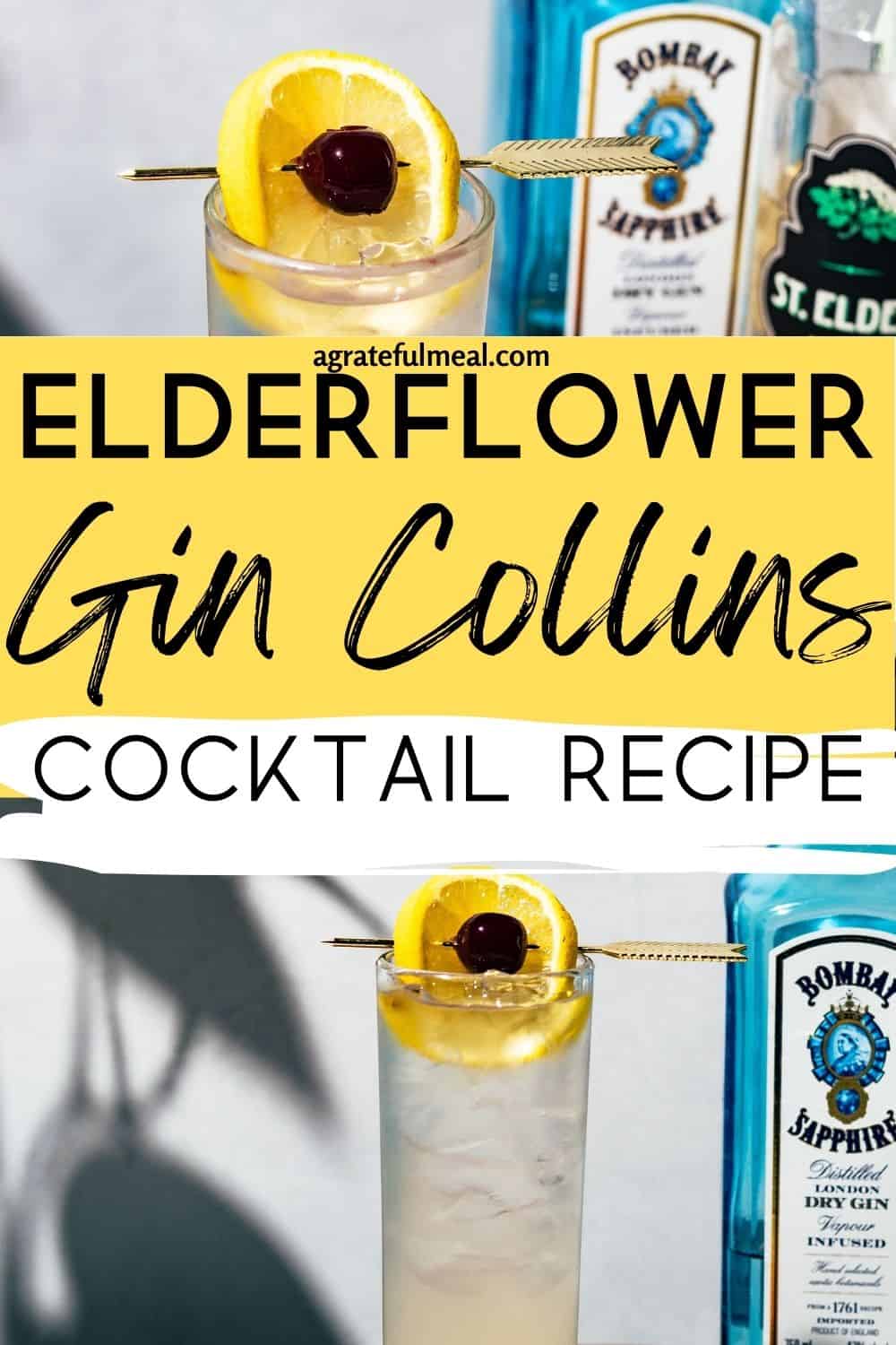 Gin Elderflower Collins with Lemon - A Grateful Meal