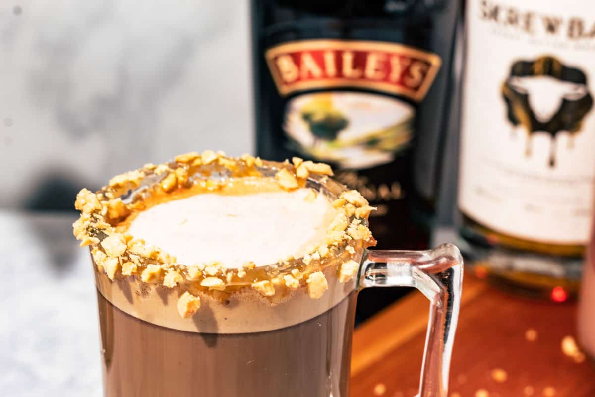Snickers Irish Latte with Baileys and Skrewball Whiskey - A Grateful Meal