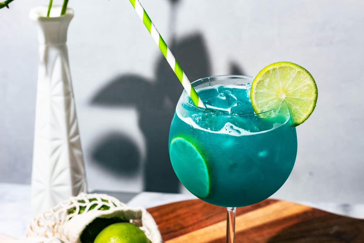 Blue Mermaid Water Margarita Cocktail - A Grateful Meal