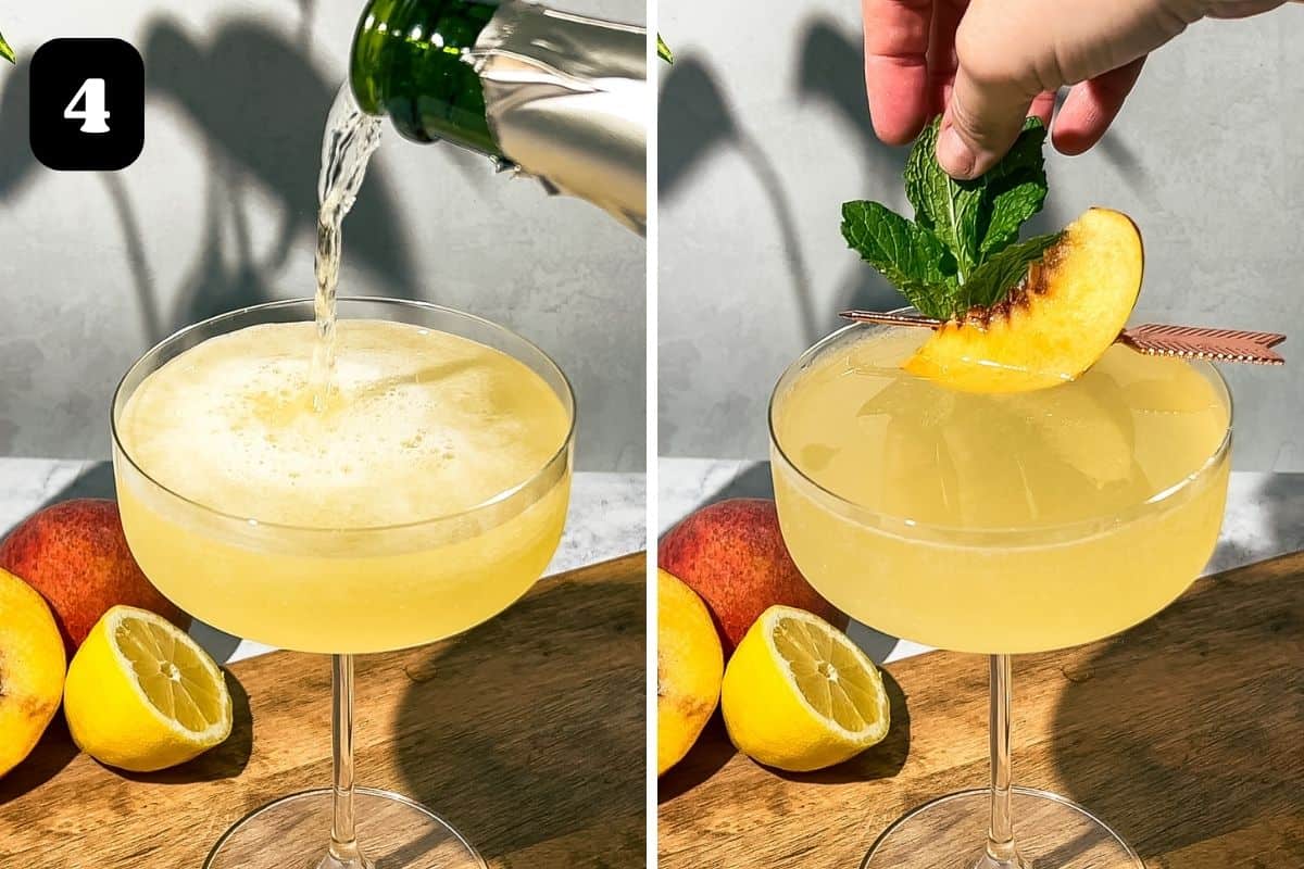 Peach Martini Bellini with Vodka and Peach Schnapps - A Grateful Meal