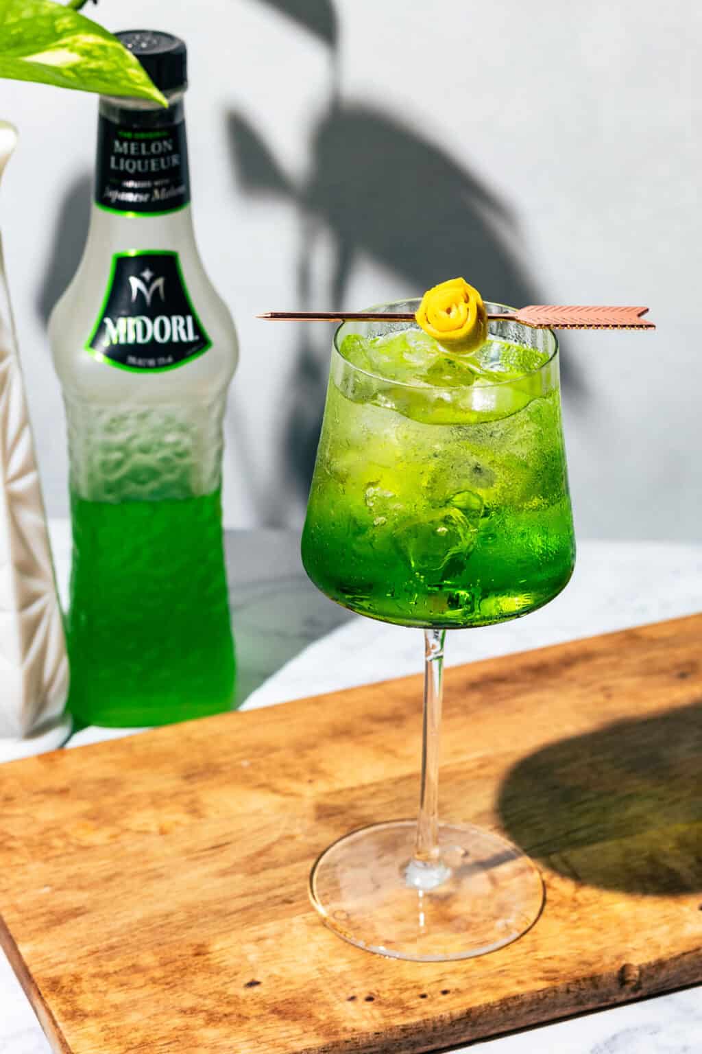 Sweet and Sour Midori Spritz Cocktail - A Grateful Meal