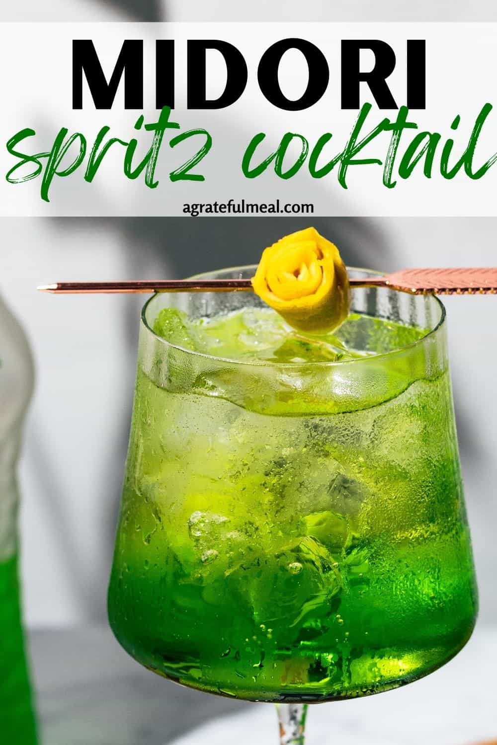 Sweet and Sour Midori Spritz Cocktail - A Grateful Meal
