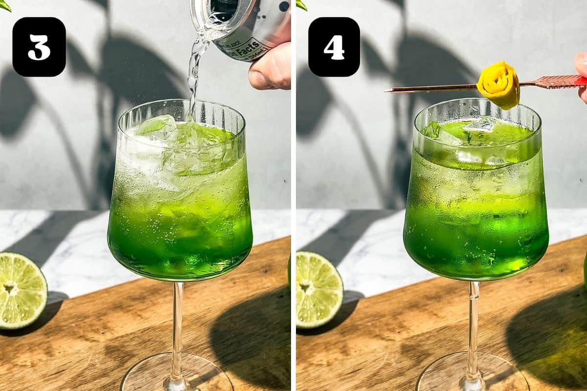 Sweet and Sour Midori Spritz Cocktail - A Grateful Meal