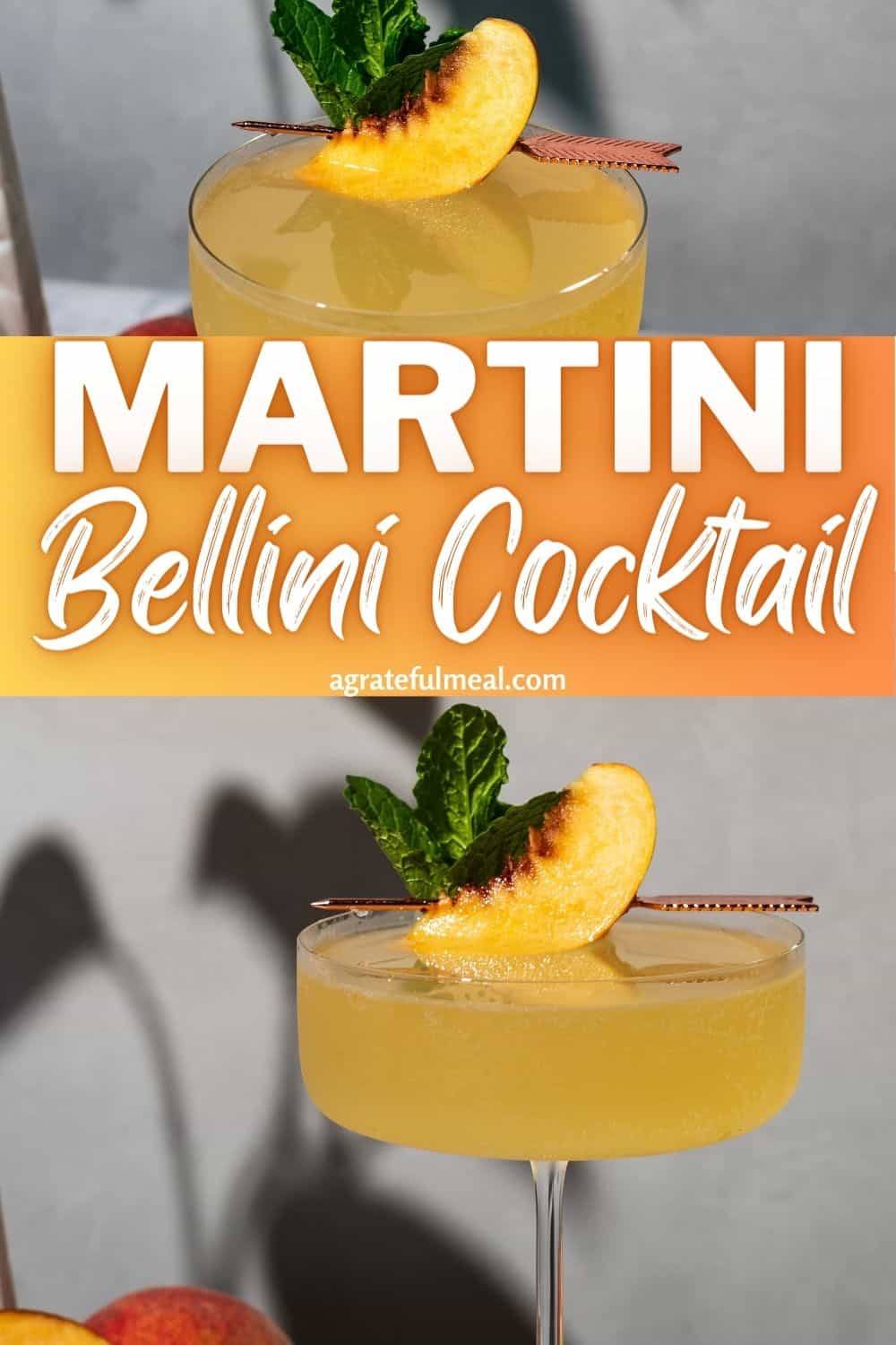 Peach Martini Bellini with Vodka and Peach Schnapps - A Grateful Meal