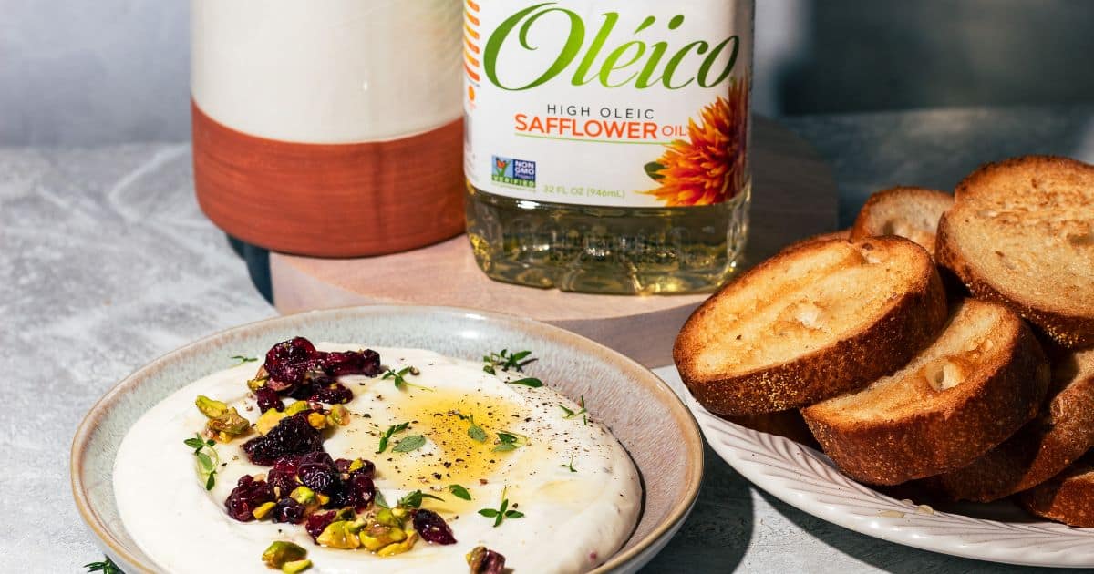 Easy Whipped Goat Cheese with Toasted Crostini - A Grateful Meal