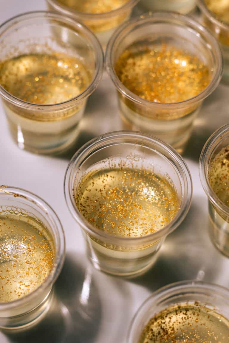Champagne Glitter Jello Shots - A Grateful Meal